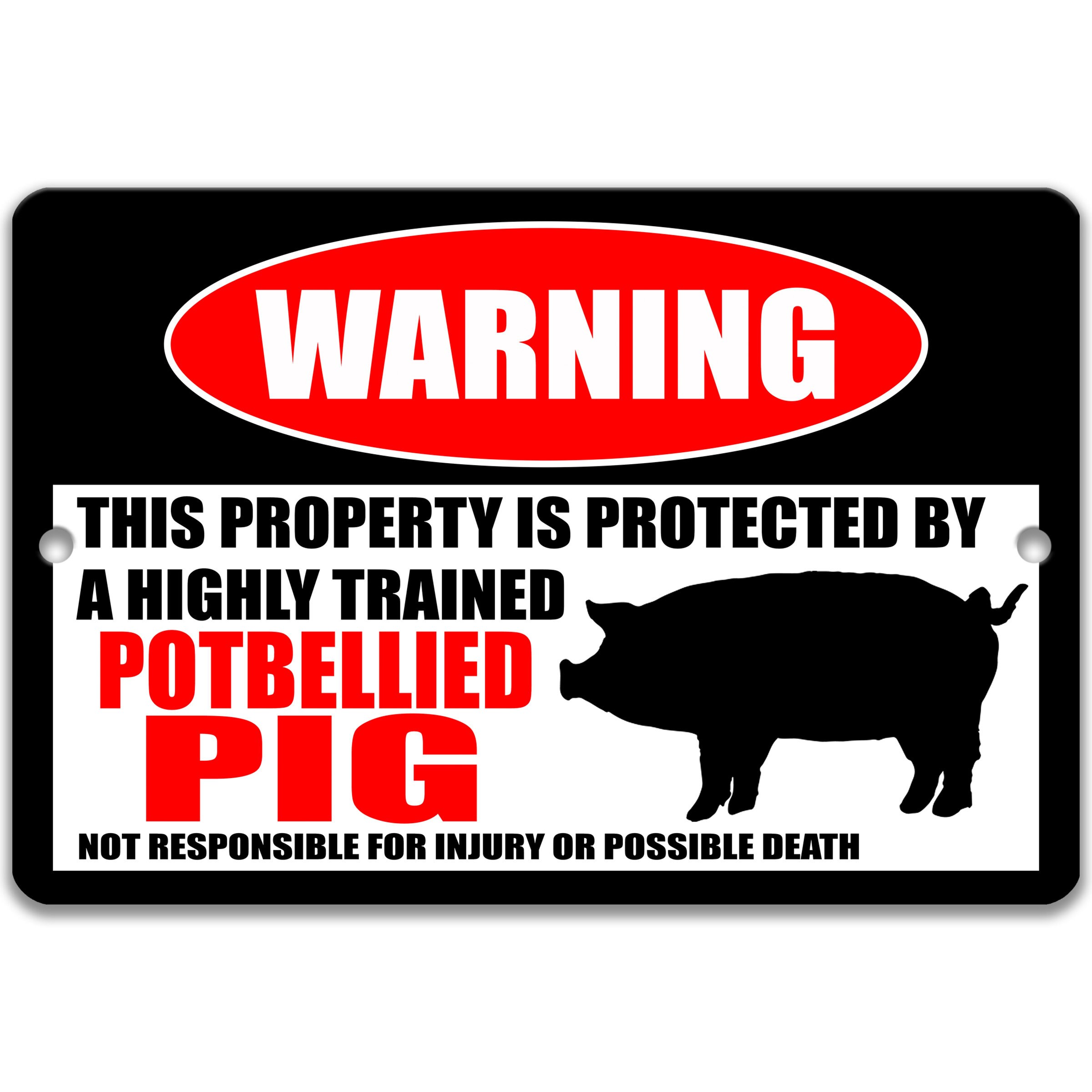 Potbellied Pig Sign Funny Metal Sign Pig Warning Sign Barn Sign Stable ...