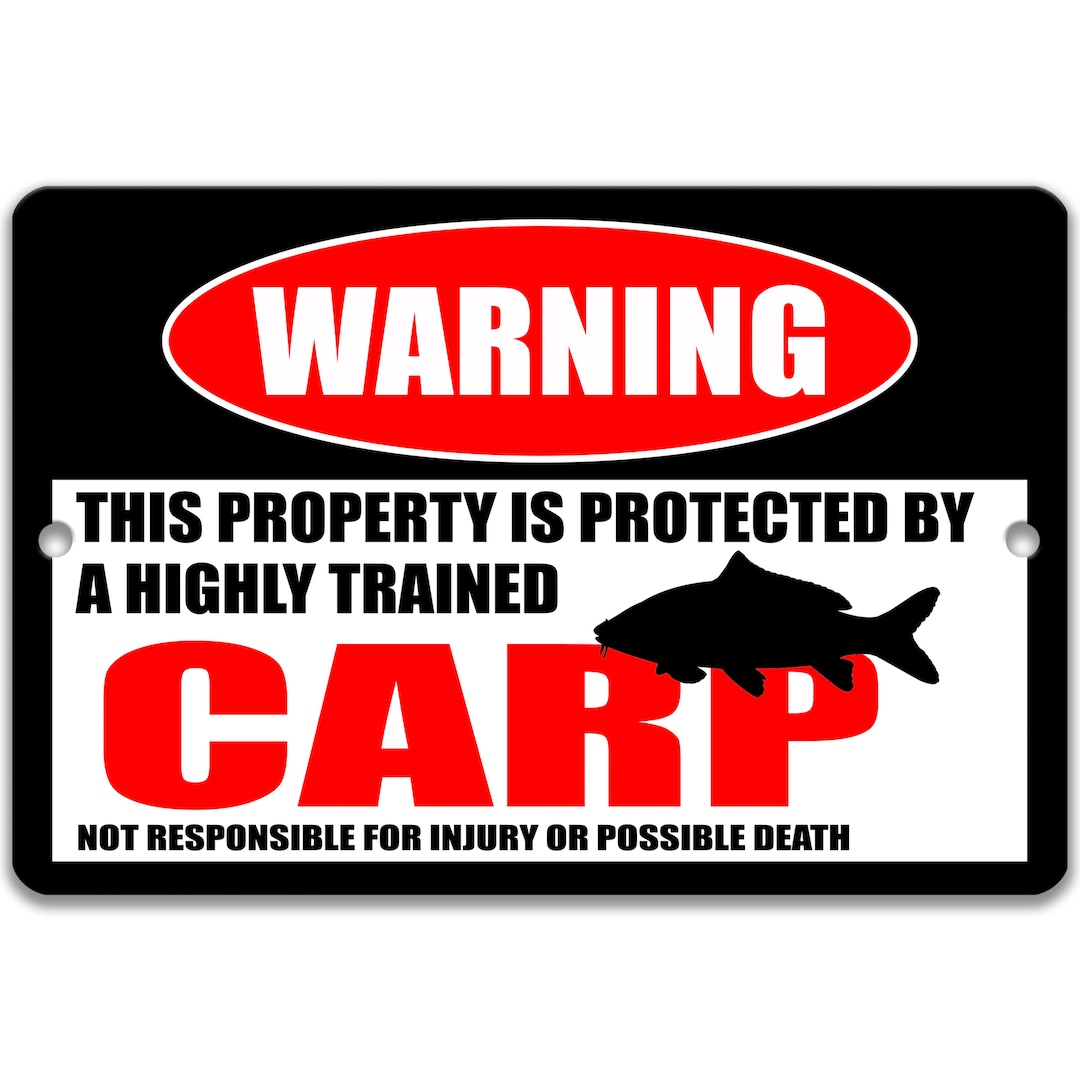 Funny Carp Warning Sign, Carp Decor, Carp Sign, Pond Sign, Nishikigoi ...