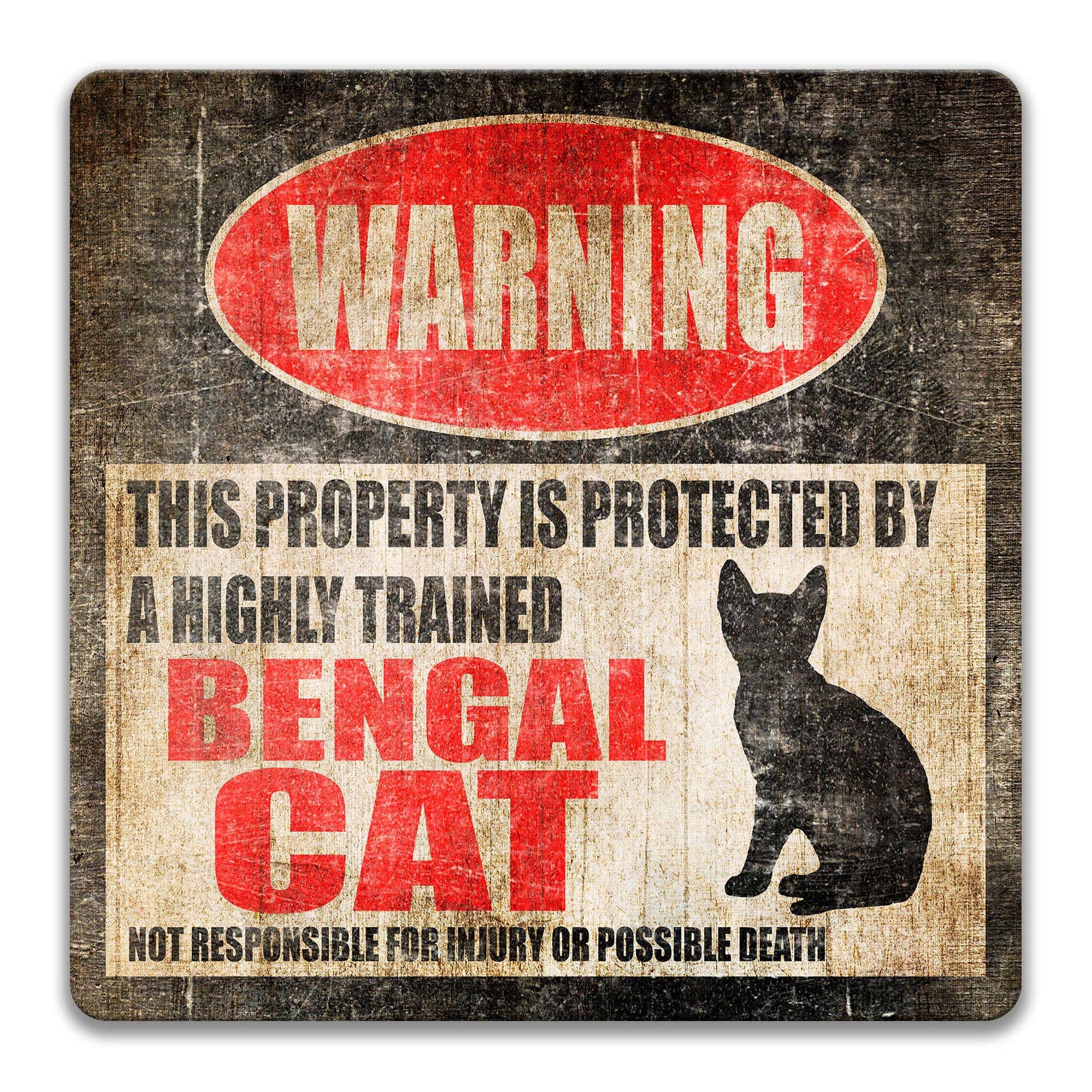 Bengal Cat Sign Funny Cat Warning Sign Cat Novelty Sign Cat - Etsy