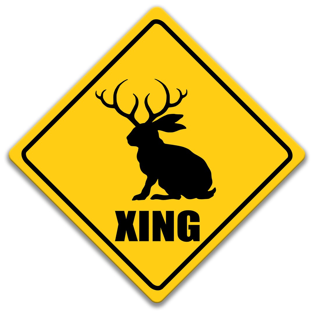 Jackalope XING Caution Sign, Cryptids, Jackrabbit, Wyoming Jackalope ...