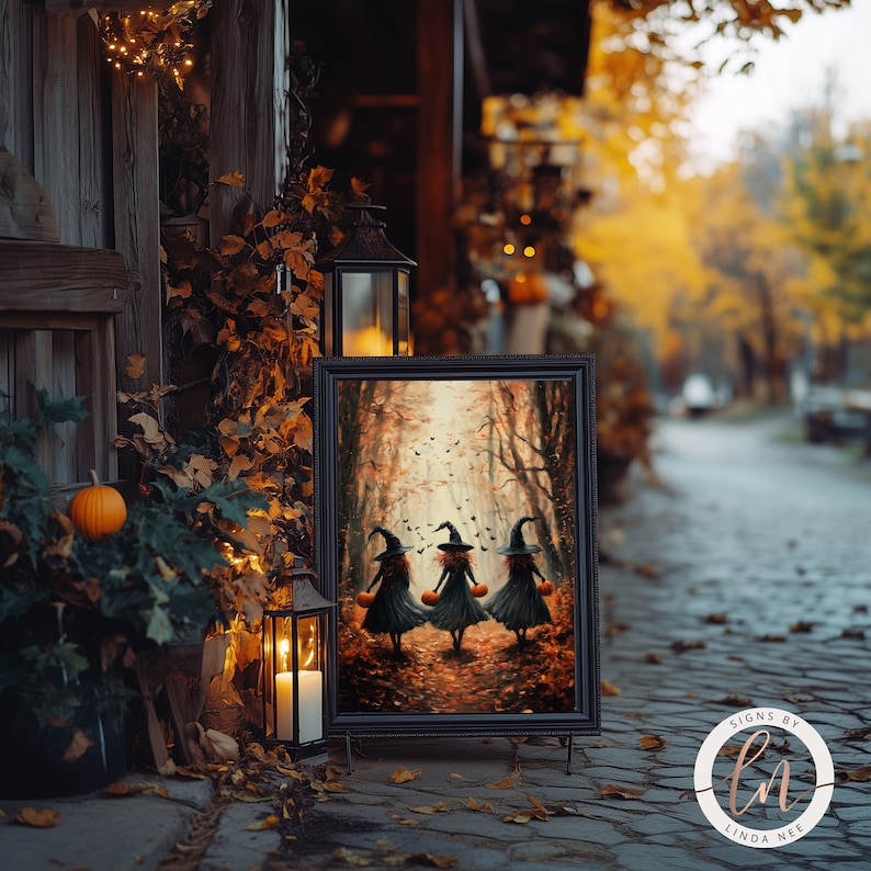Fall Witches in the Forest Art Print, Witchcore Metal Photo, Dark ...