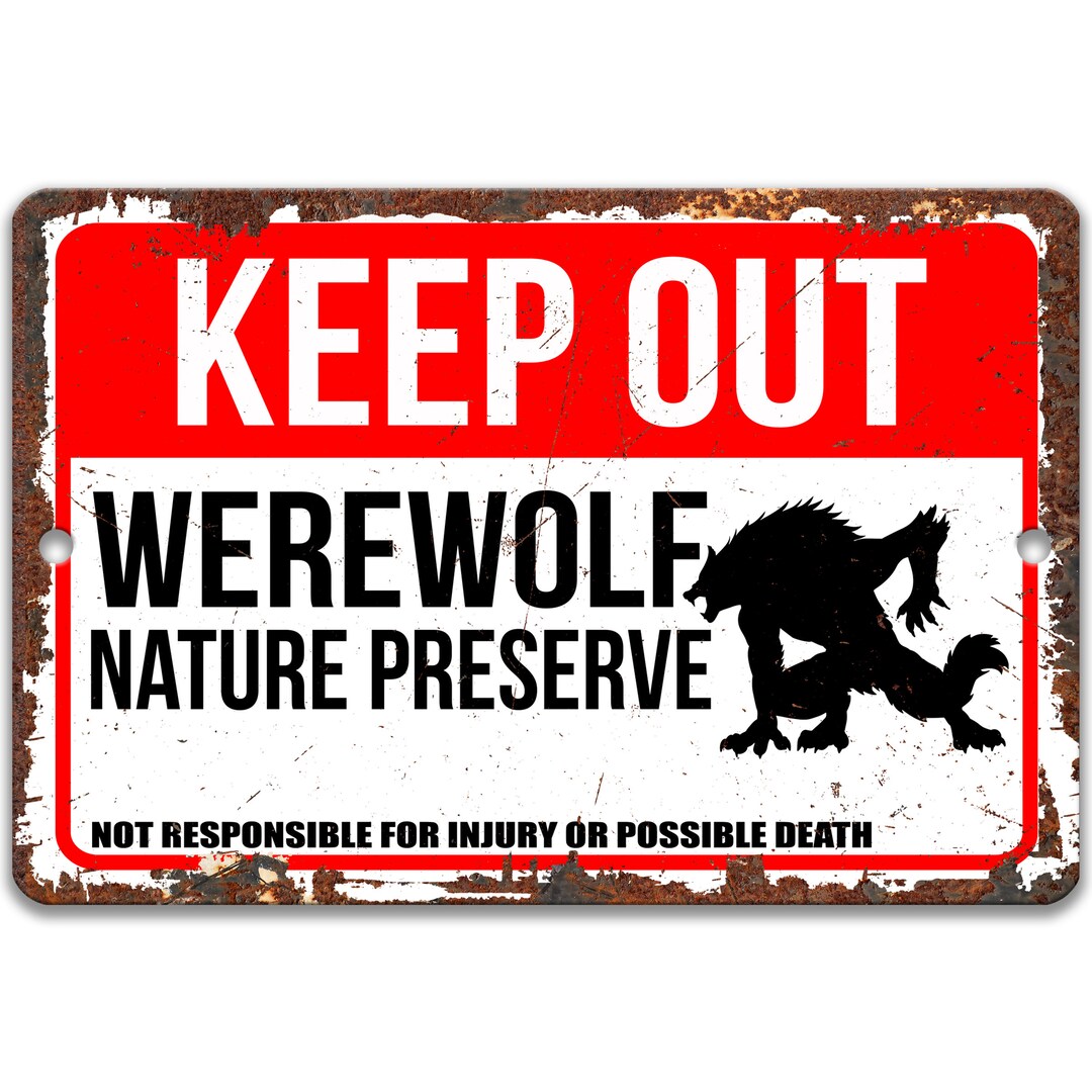Funny Werewolf Warning Sign, Gammer Gifts, Cryptid Sign, Werewolf Decor ...