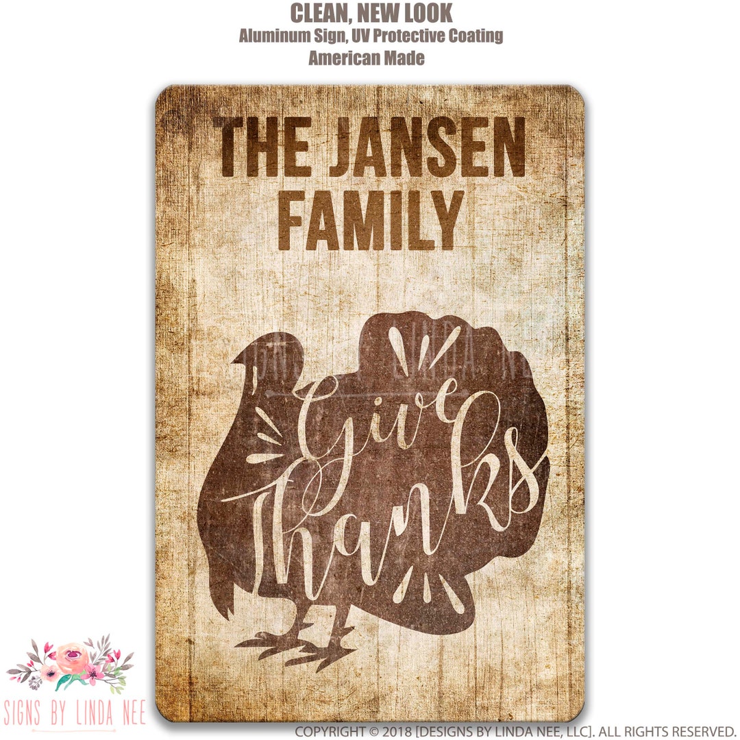 Thanksgiving Sign Personalized Thanksgiving Decor Custom Give Thanks ...