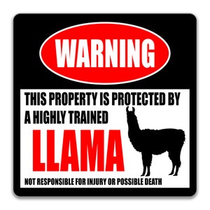 Llama Sign Funny Metal Signs Llama Gift Llama Accessories Llama Warning ...