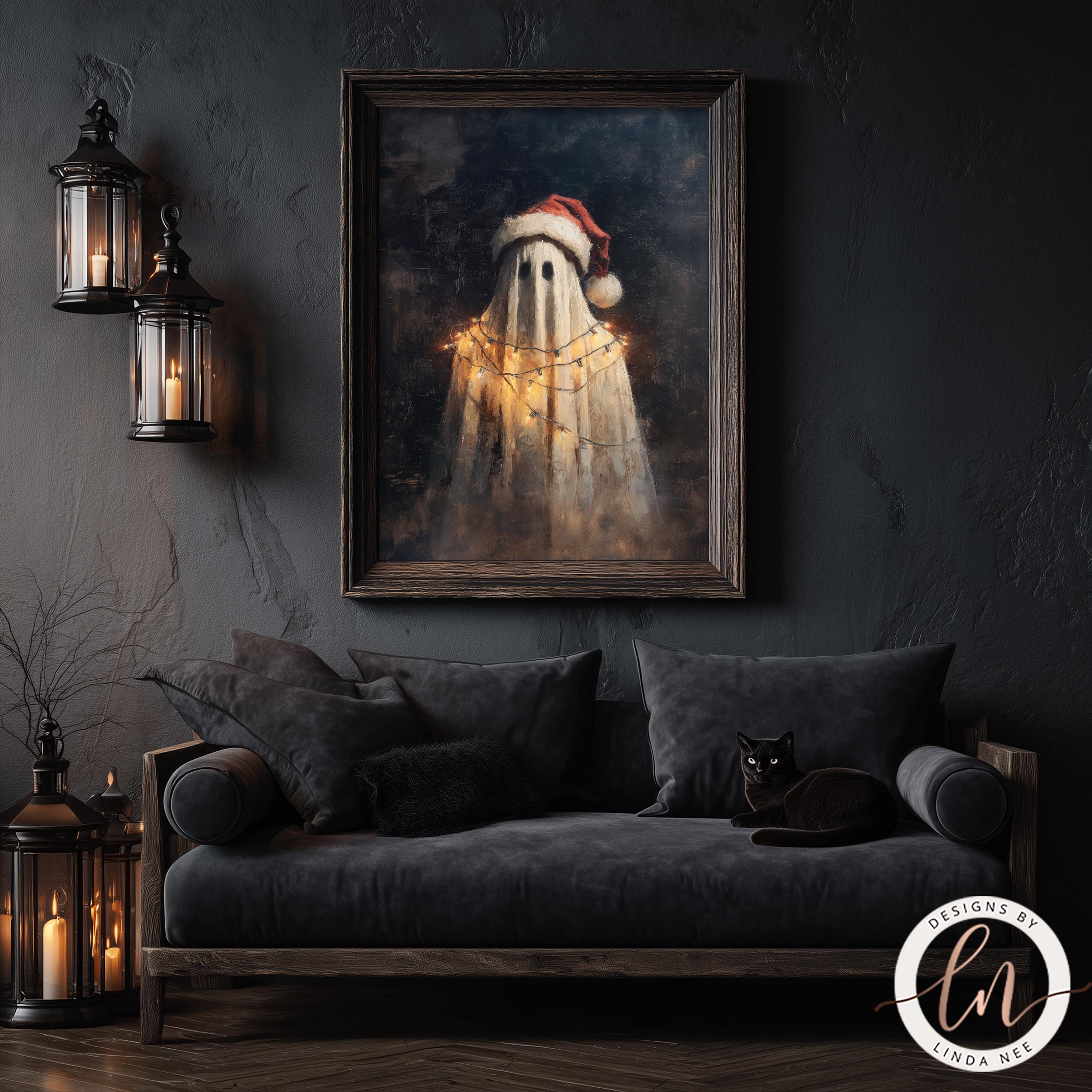 Haunted Santa Ghost Art Print, Gothic Christmas Wall Decor, Spooky ...