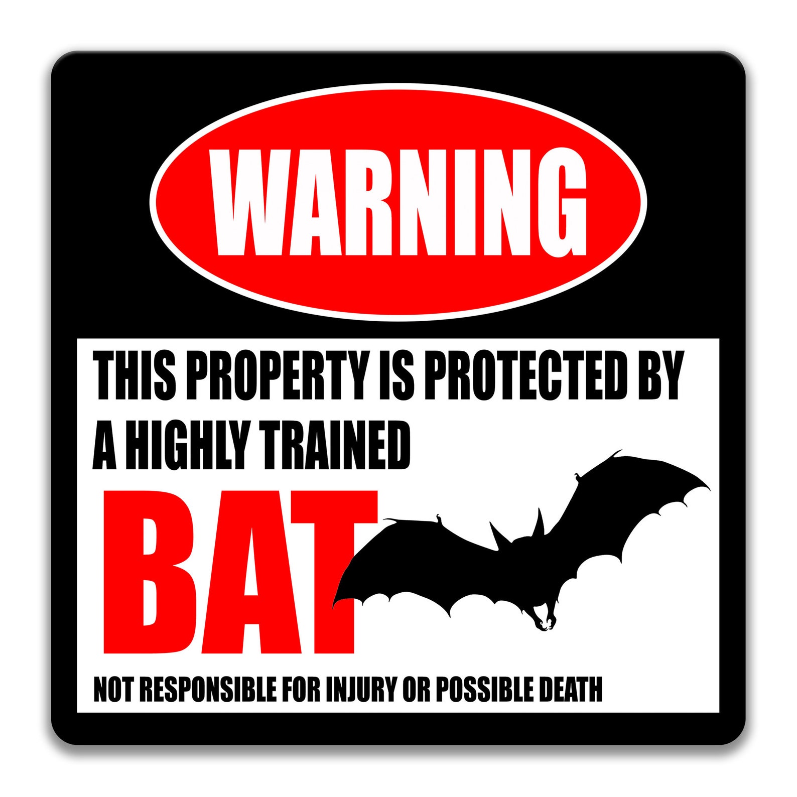Funny Bat Warning Sign, Bat Decor, Bat Sign, Flittermouse Sign, Vampire ...