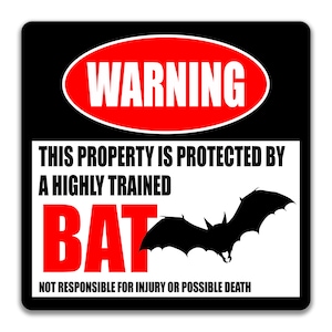 Funny Bat Warning Sign, Bat Decor, Bat Sign, Flittermouse Sign, Vampire ...