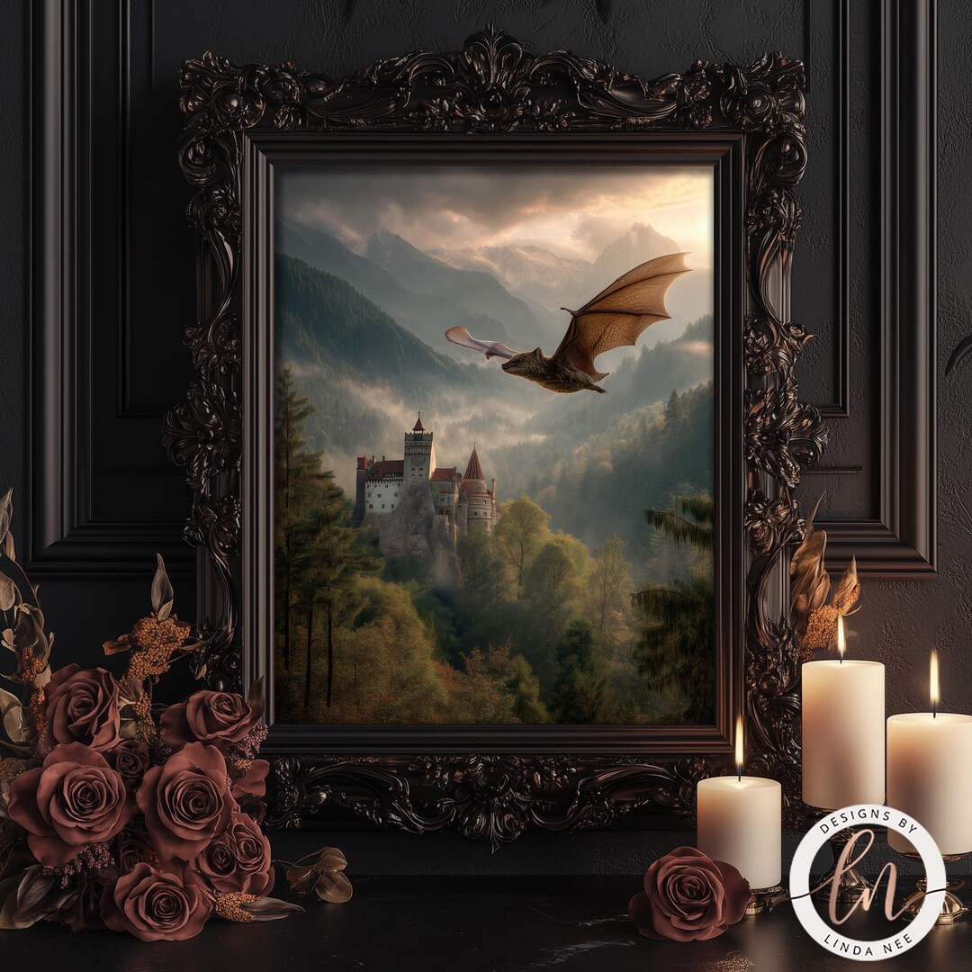 Flying Bat Above Transylvanian Castle, Moody Gothic Landscape Decor - Etsy