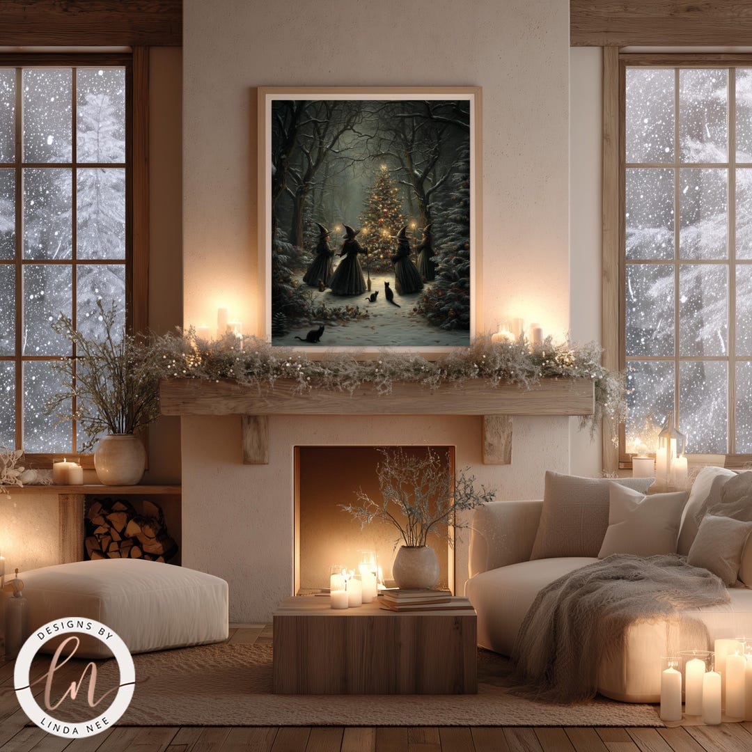 Yule Witches Art Print, Gothic Christmas Wall Art, Witchy Winter ...