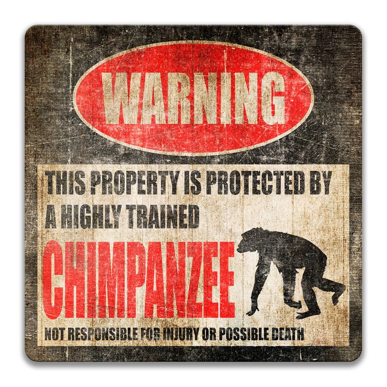 Chimpanzee Sign, Chimpanzee Warning Sign Chimpanzee Decor Chimpanzee ...