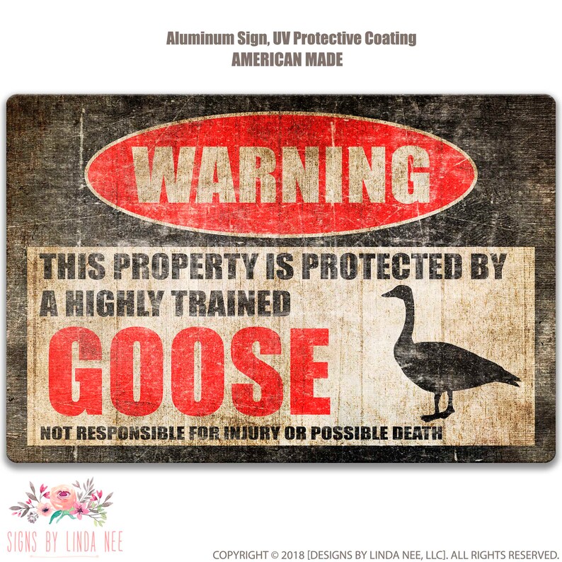 Goose Sign Goose Warning Sign Funny Goose Sign Goose Coop Sign | Etsy