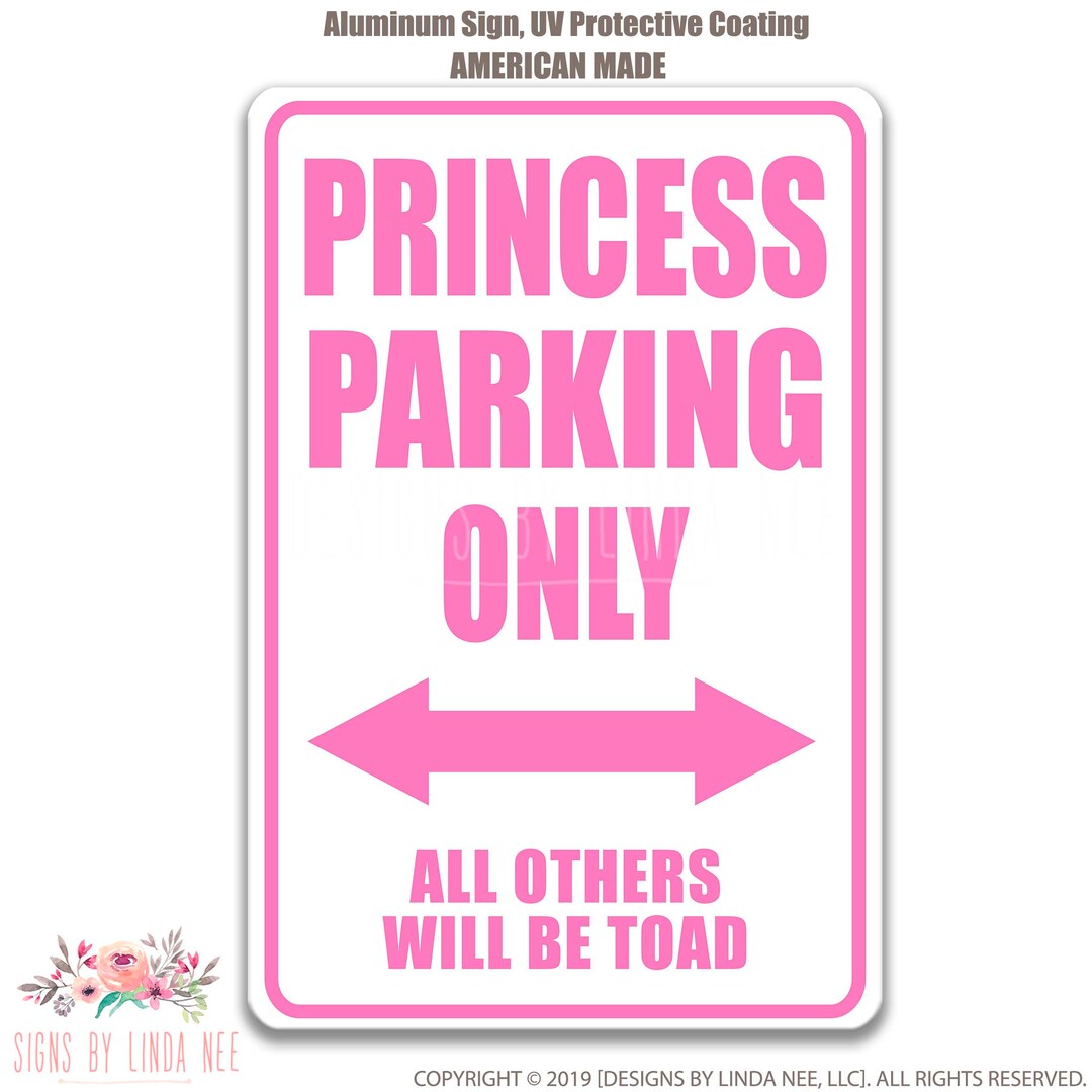 Princess Parking Sign, Princess Decor, Bike Sign, Garage Sign, Gift for ...