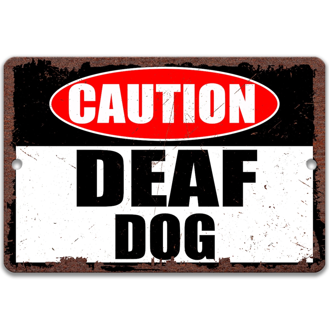Caution Deaf Dog Yard Sign, Special Needs Animal, Handicap Dog Sign ...