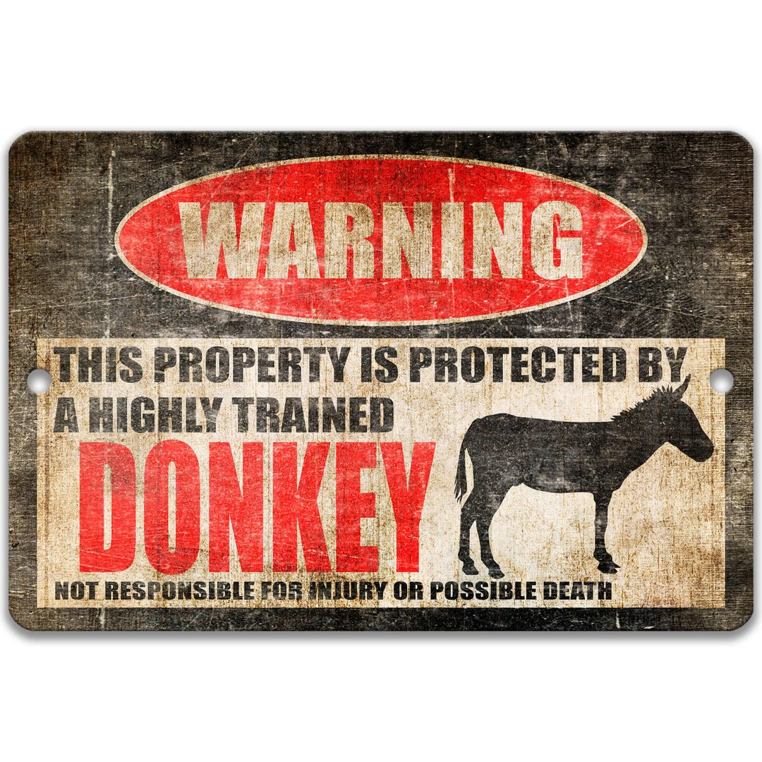 Donkey Warning Sign, Funny Farm Metal Sign, Donkey Wall Decor for Barn ...