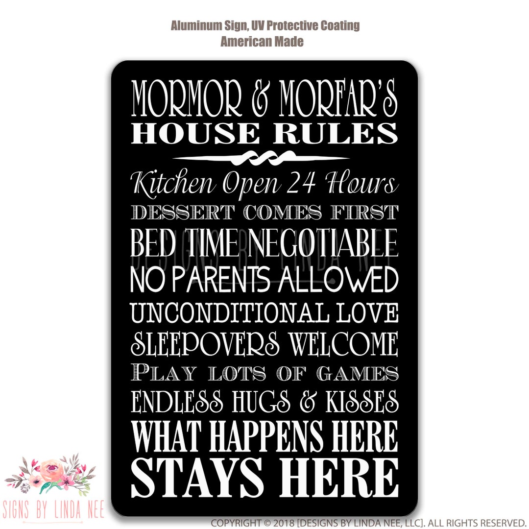 Mormor and Morfar Sign, Mormor and Morfar House Rules Sign, Gift for Mormor Gift for Morfar ...