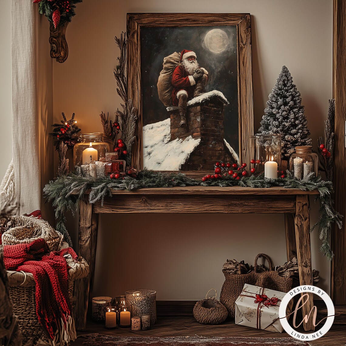 Santa Claus Dark Academia Print, Vintage Christmas Wall Art, Moody Oil ...