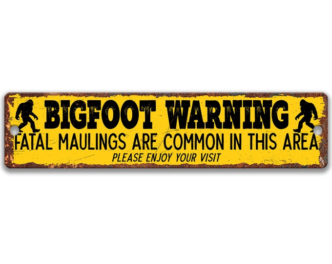 Bigfoot Warning Funny Metal Sign Outdoor Sign Rusty Metal - Etsy