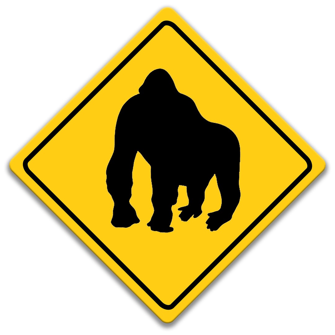 Gorilla Crossing Sign, Gorilla Xing Sign, Funny Ape Decor, Funny ...