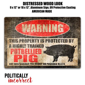 Potbellied Pig Sign Funny Metal Sign Pig Warning Sign Barn | Etsy