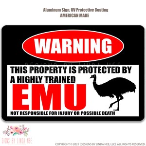 Emu Sign Funny Emu Gift Emu Decor Emu Lover Warning Sign | Etsy