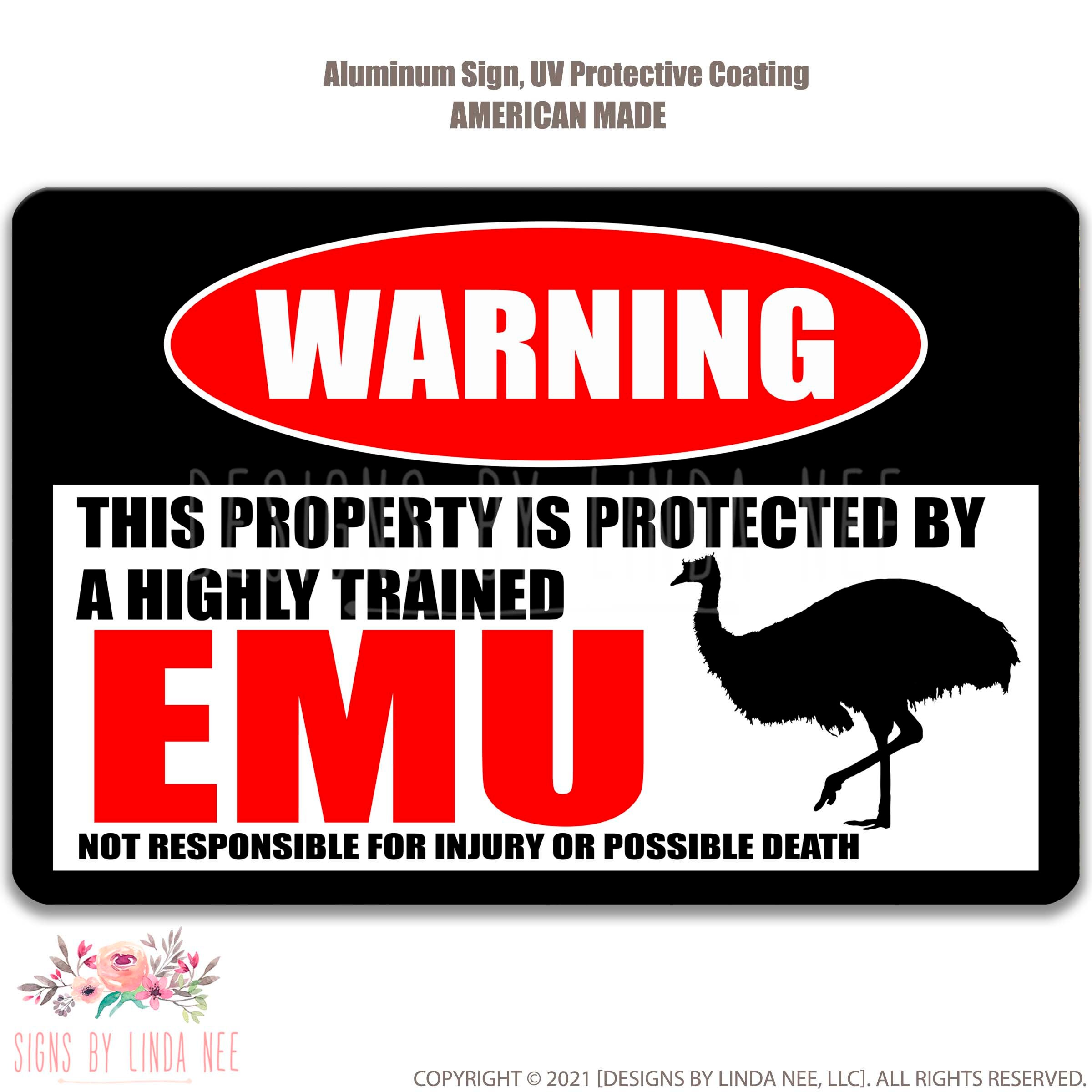 Emu Sign Funny Emu Gift Emu Decor Emu Lover Warning Sign | Etsy