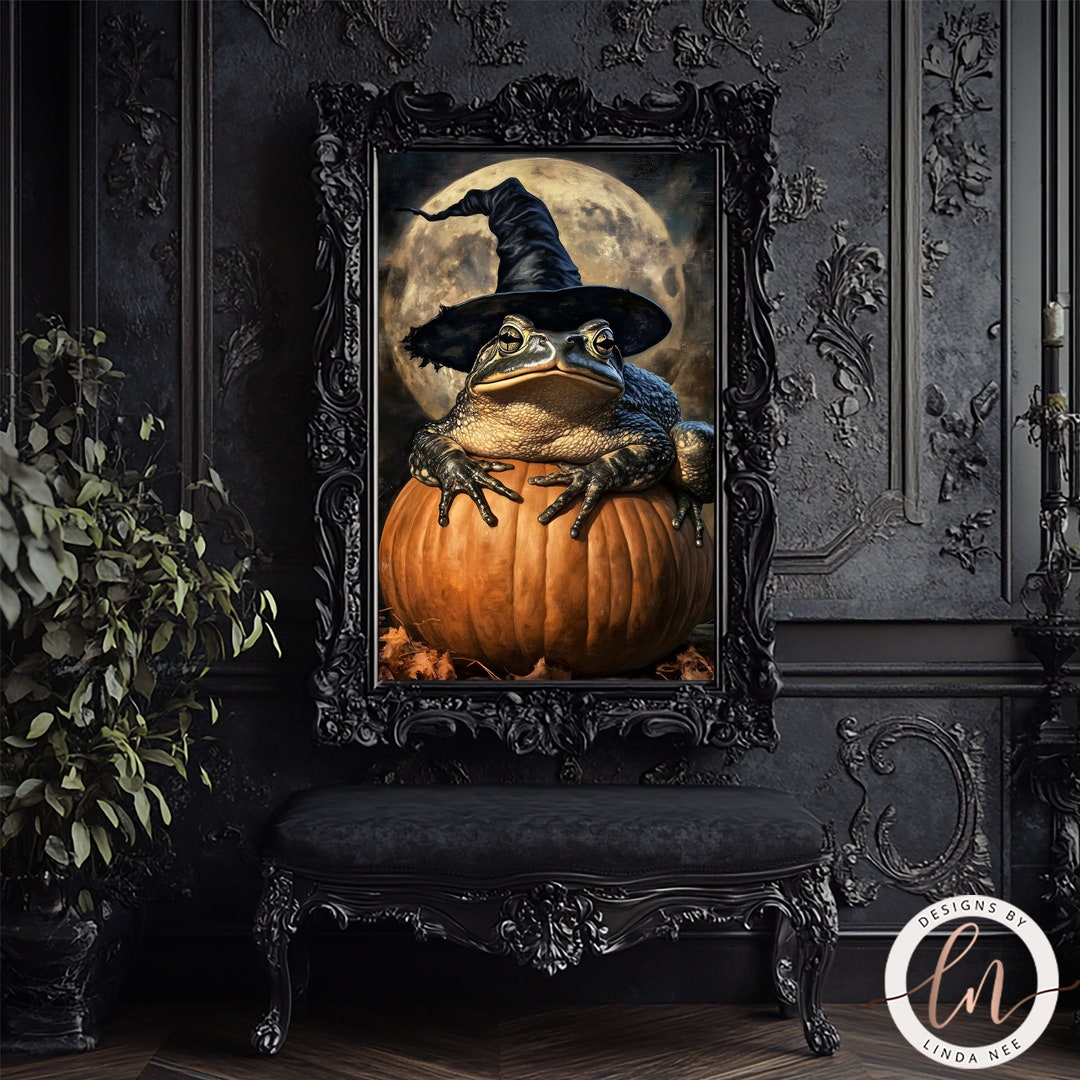 Witchy Toad and Pumpkin Art Print, Samhain Holiday Dark Gothic Art ...