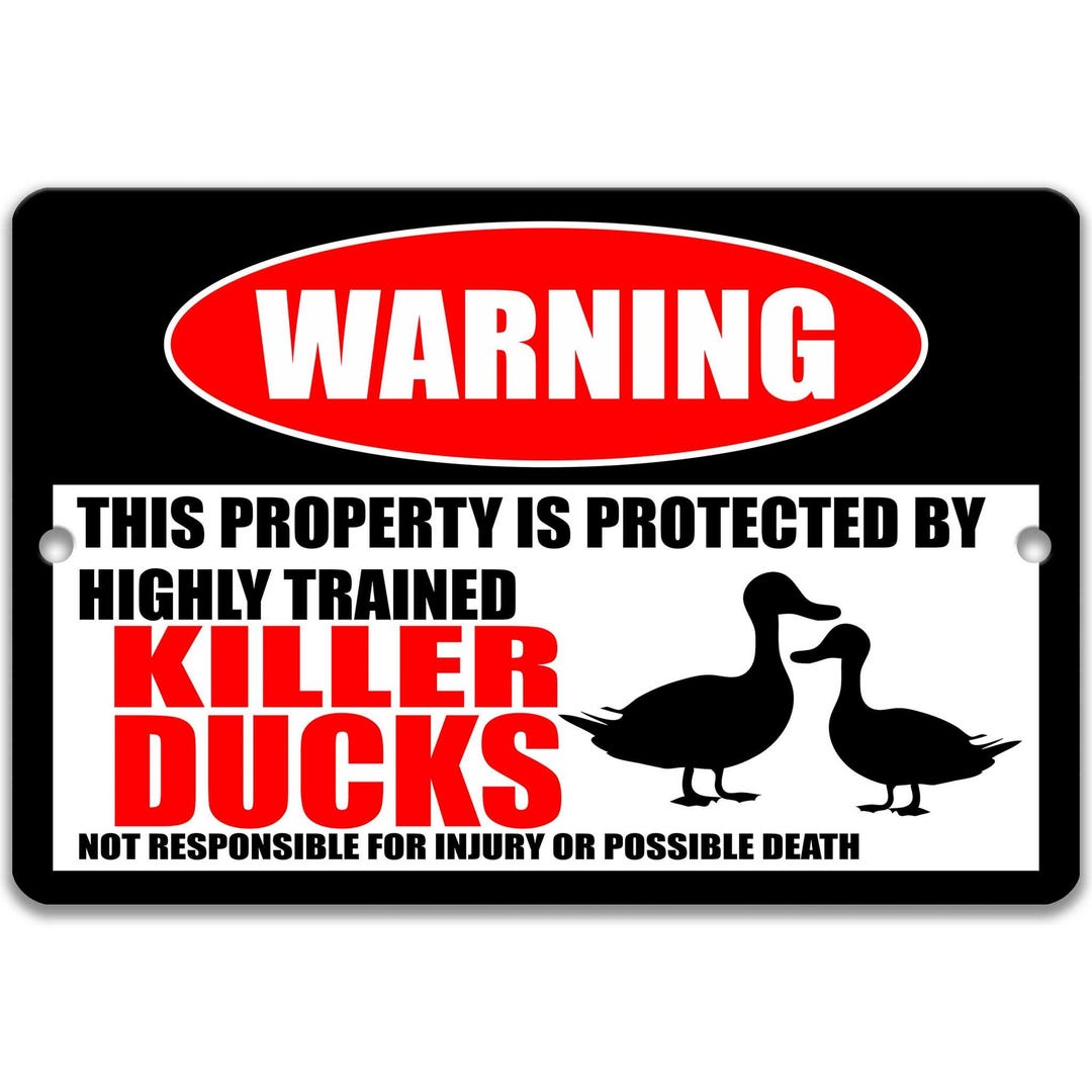 Killer Ducks Warning Sign, Funny Farm Metal Decor, Farmhouse Metal Wall ...