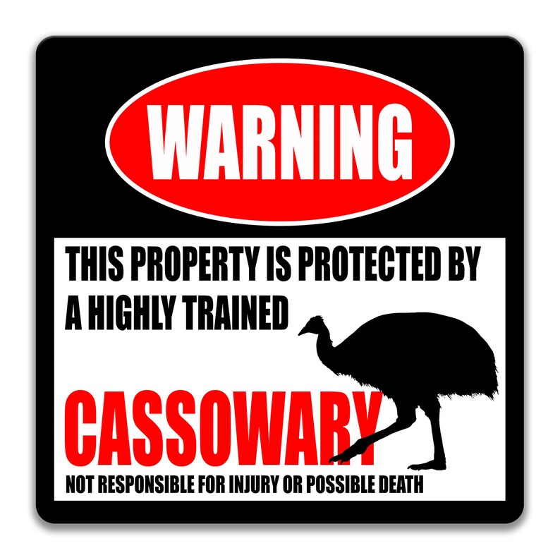 Funny Cassowary Warning Sign, Cassowary Decor, Cassowary, Murderbird ...