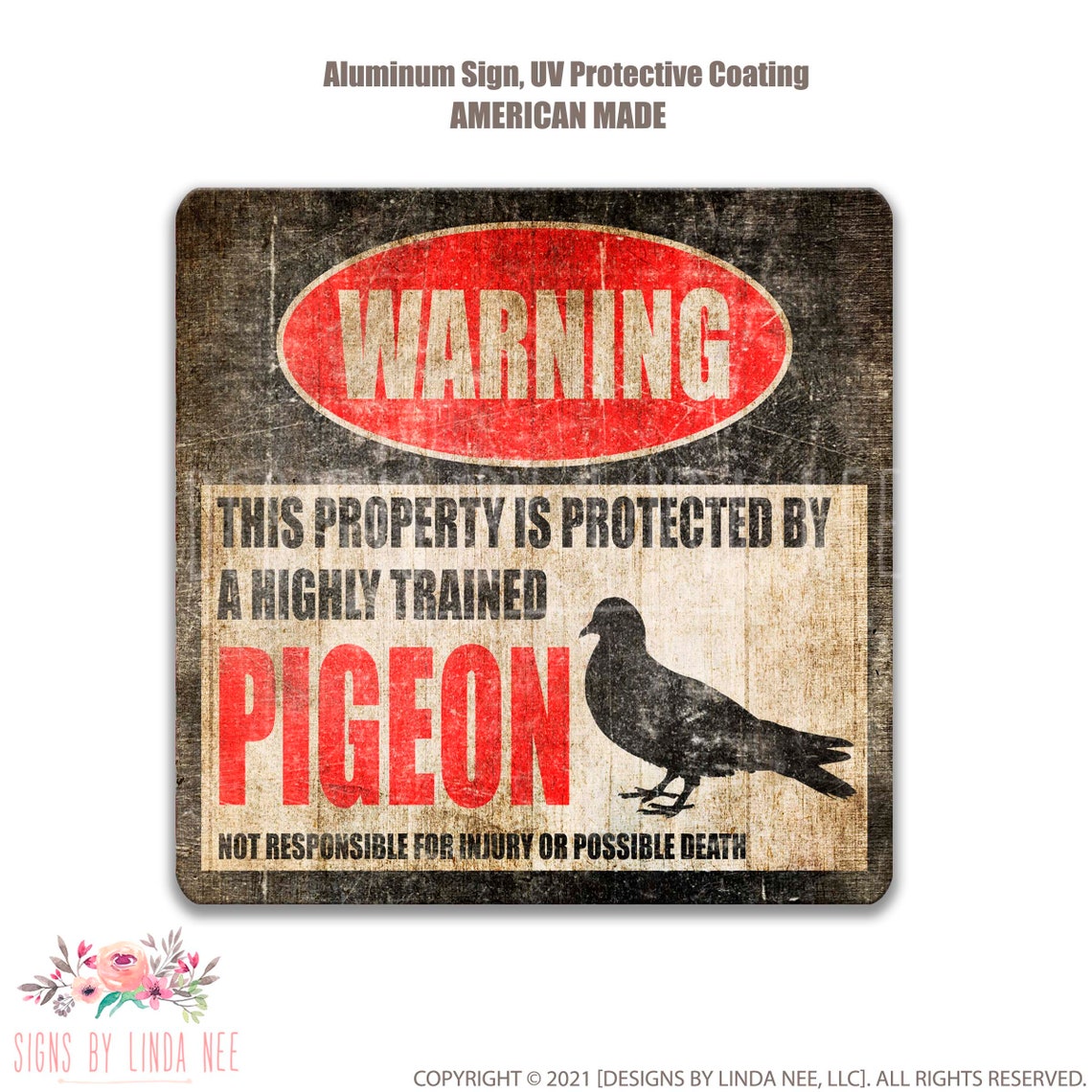 Funny Pigeon Sign Pigeon Warning Sign No Trespassing Sign | Etsy