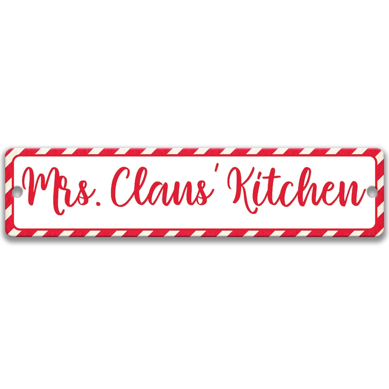 Mrs Claus' Kitchen Sign, Kitchen Christmas Decor Baking Street Sign ...
