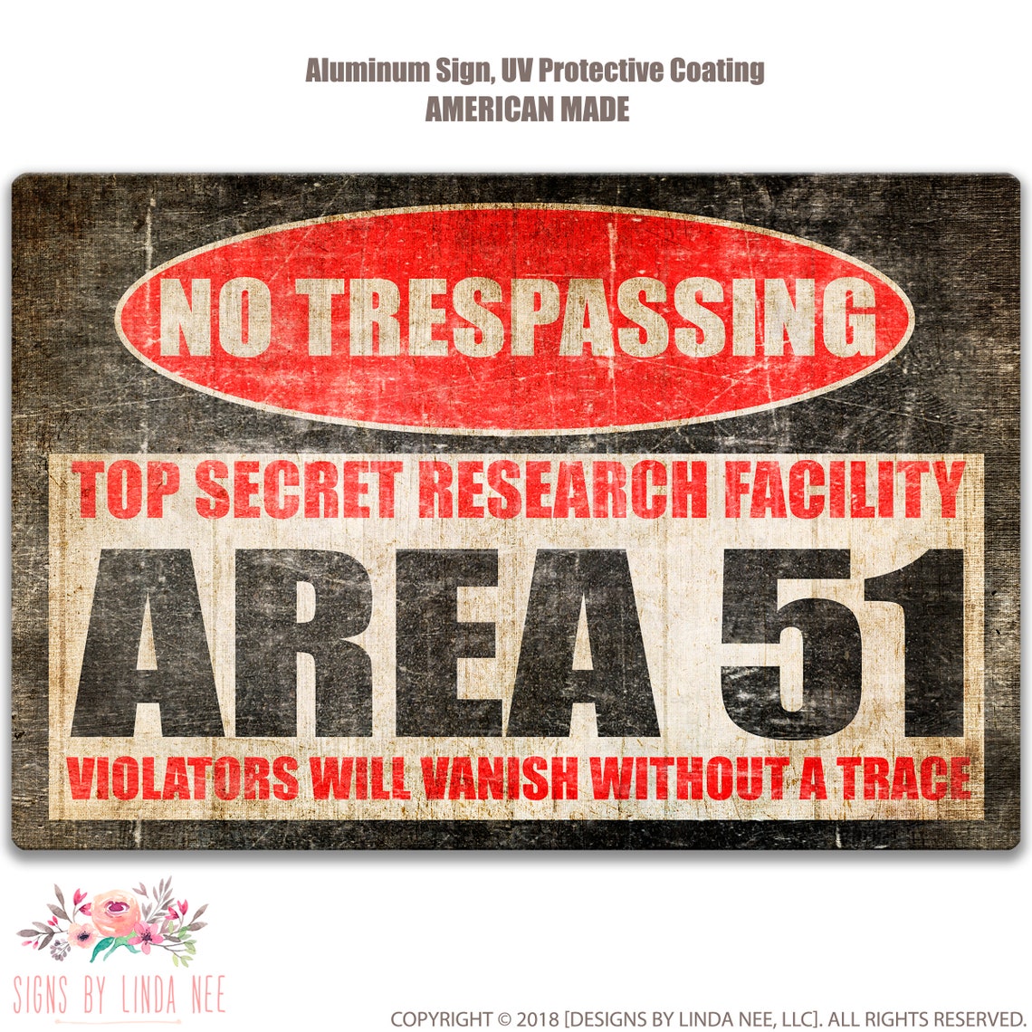Area 51 No Trespassing Sign Man Cave Sign Funny Metal Sign Top Secret ...