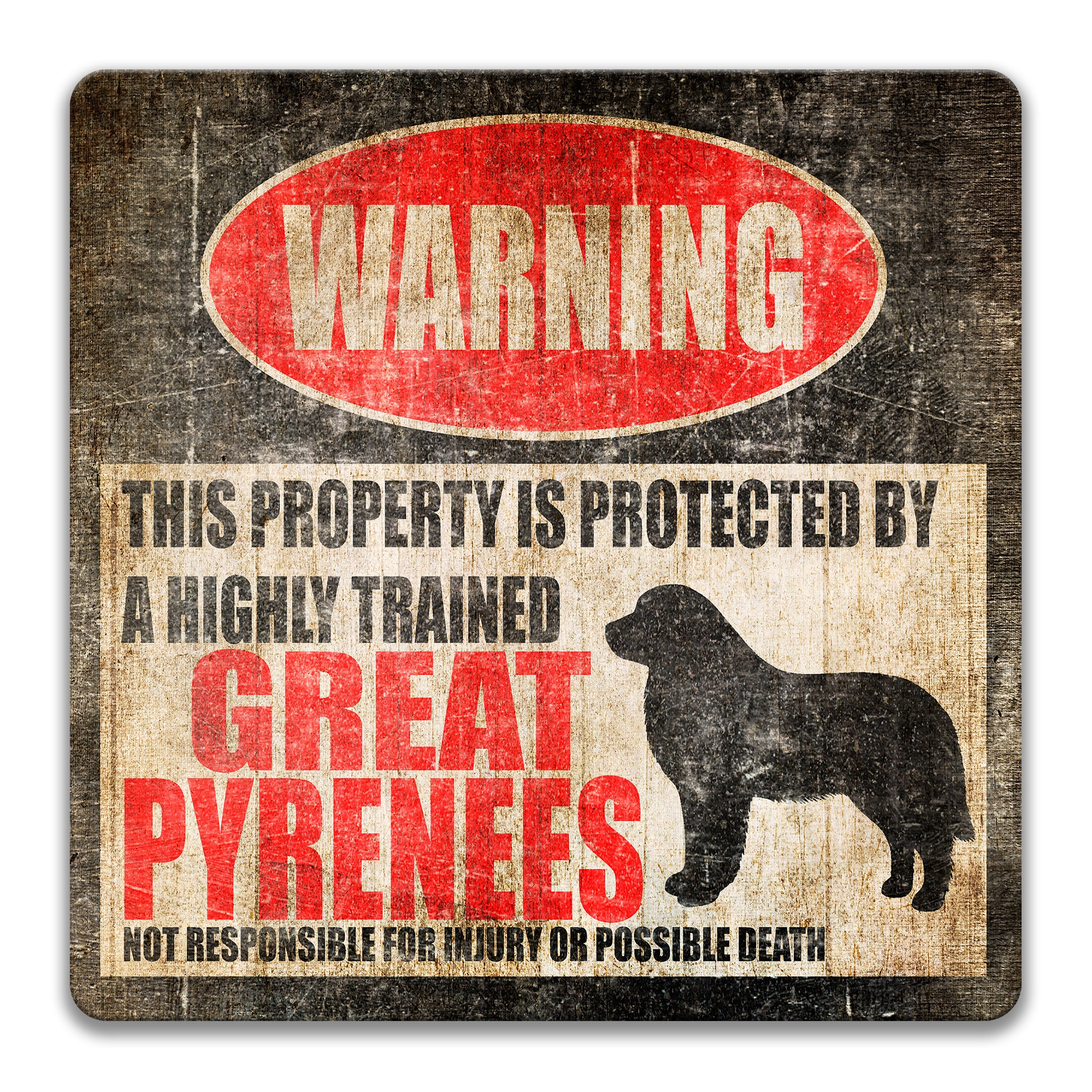 Great Pyrenees Dog Sign, Funny Metal Dog Sign, Pyrenees Warning Sign ...