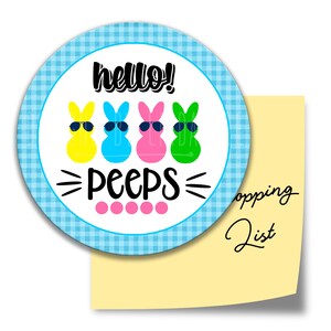 Hello Peeps Easter Wreath Sign in Colorful Shades of Blue, Pink, Yellow ...