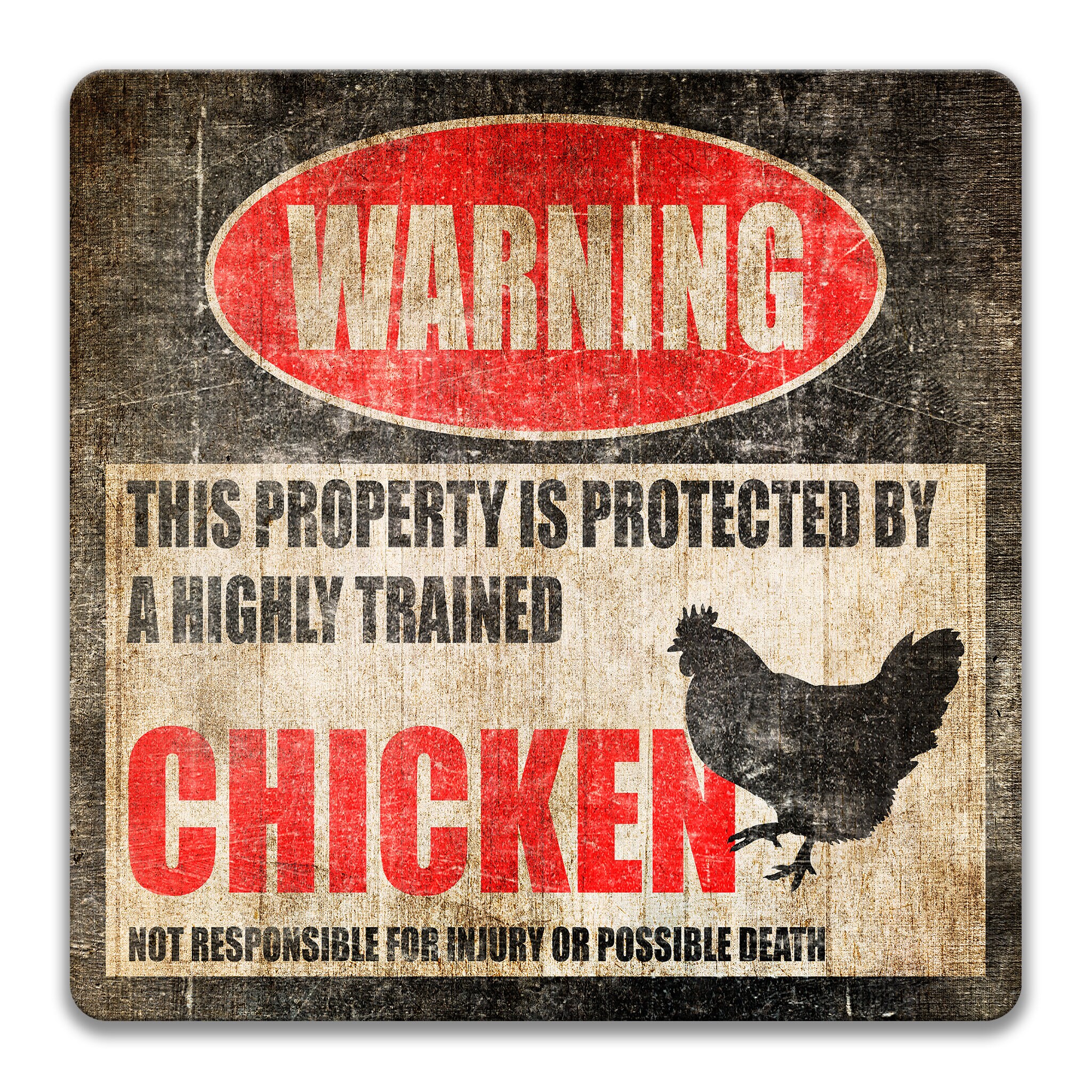 Funny Chicken Warning Sign, Chicken Decor, Chicken Sign, Chicken Coop ...