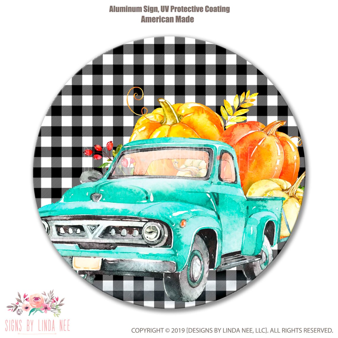 Fall Truck Sign Teal Truck Wreath Sign Fall Wreath Sign - Etsy