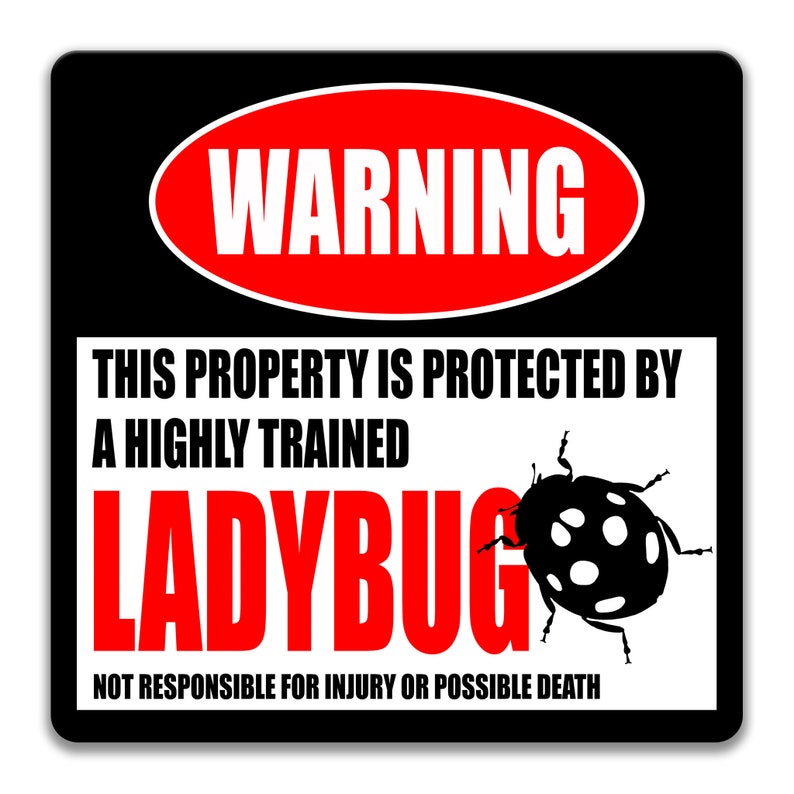 Funny Ladybug Warning Sign, Cottage Garden Decor, Outdoor Metal Sign - Etsy