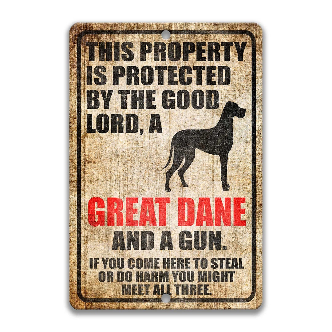 Great Dane Dog Sign Dog Warning Sign Dog Sign Warning Sign Great Dane ...