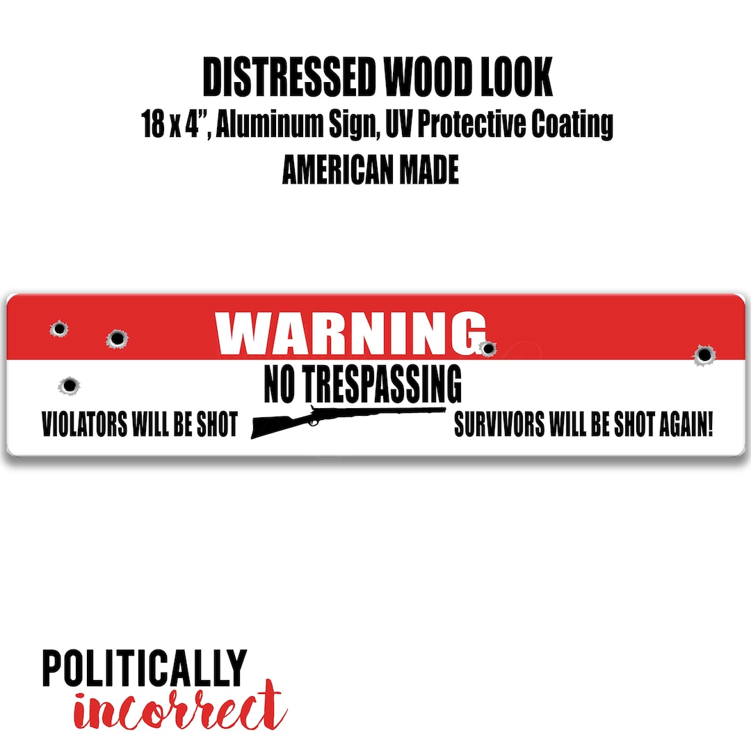 Gun Sign No Trespassing Sign Metal Gun Sign 2nd Amendment Sign Aluminum ...