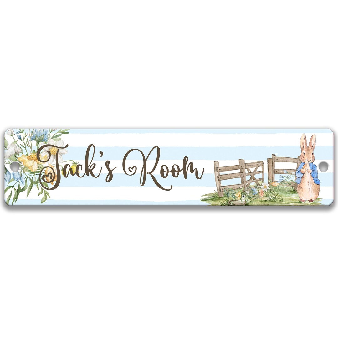 Personalized Door Sign for Baby, Peter Rabbit Sign, Flopsy Wood Nursery ...