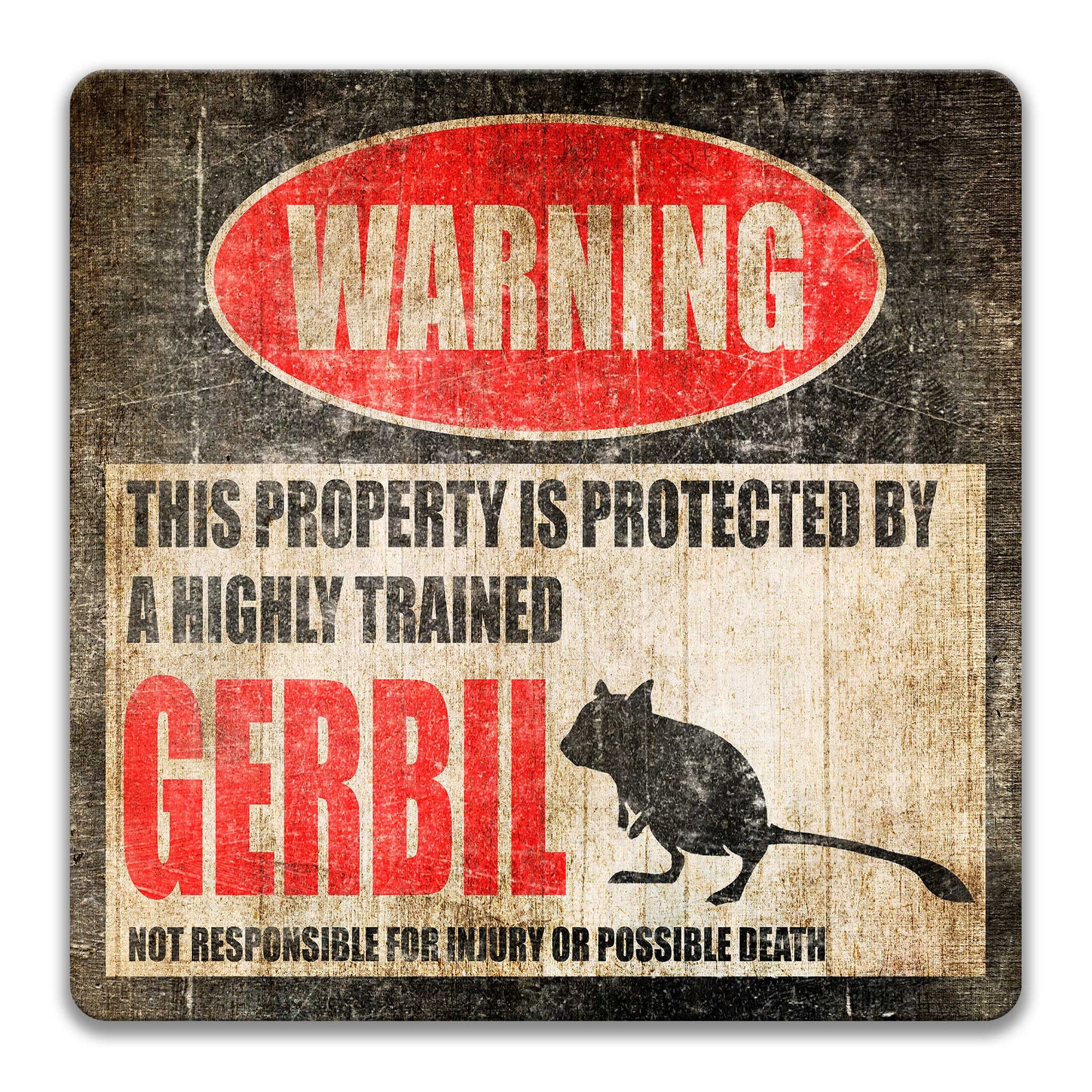 Funny Gerbil Sign, Highly Trained Gerbil Metal Warning Sign - Etsy