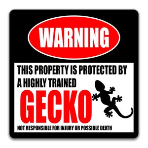 Gecko Sign Funny Gecko Warning Sign Gecko Accessories Metal Sign ...