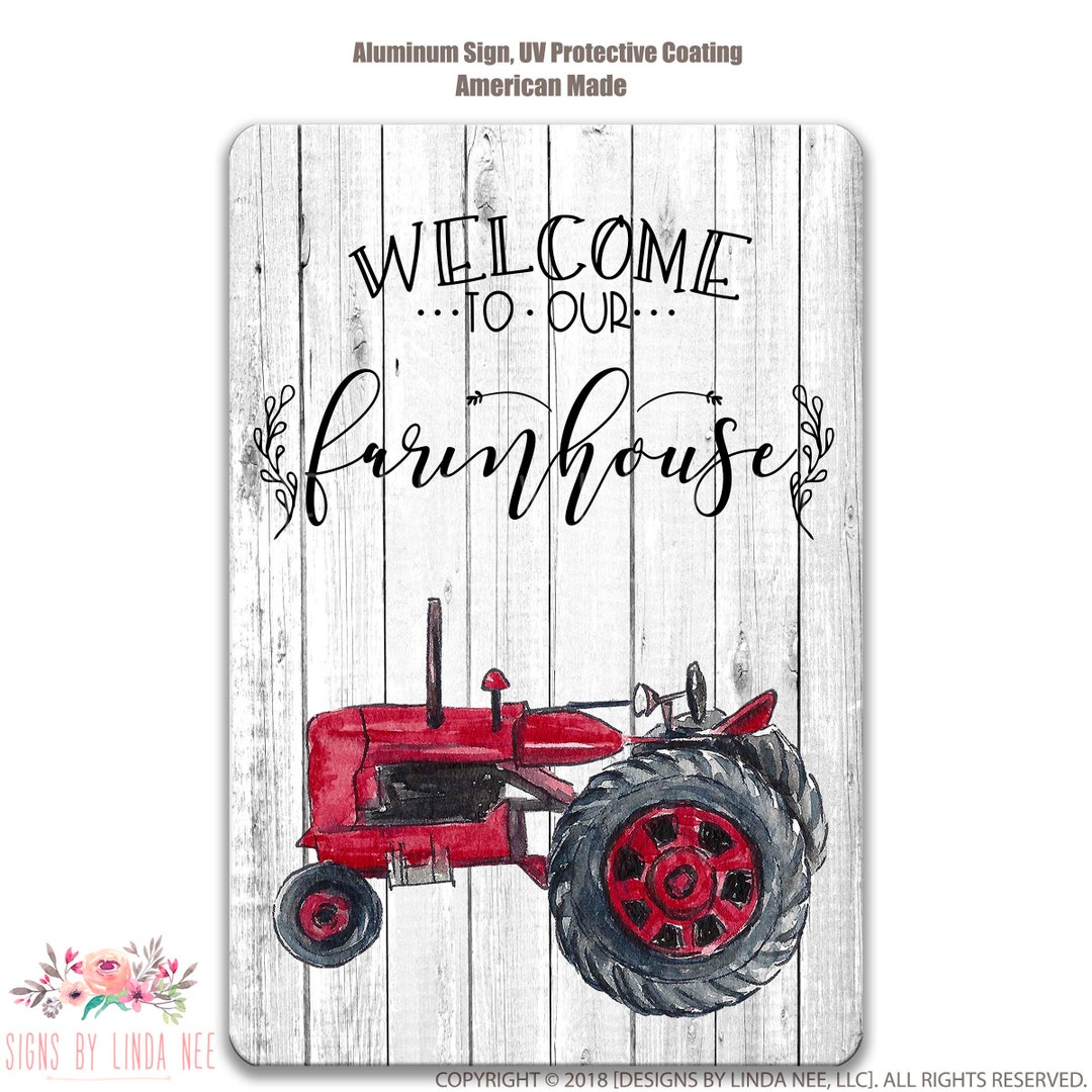 Personalized Red Tractor Sign Farmhouse Sign Vintage Tractor Sign ...