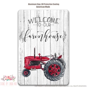 Personalized Red Tractor Sign Farmhouse Sign Vintage Tractor Sign ...