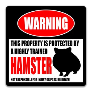 Funny Hamster Sign, Protected by Hamsters Animal Decor Pet Hamster Sign ...