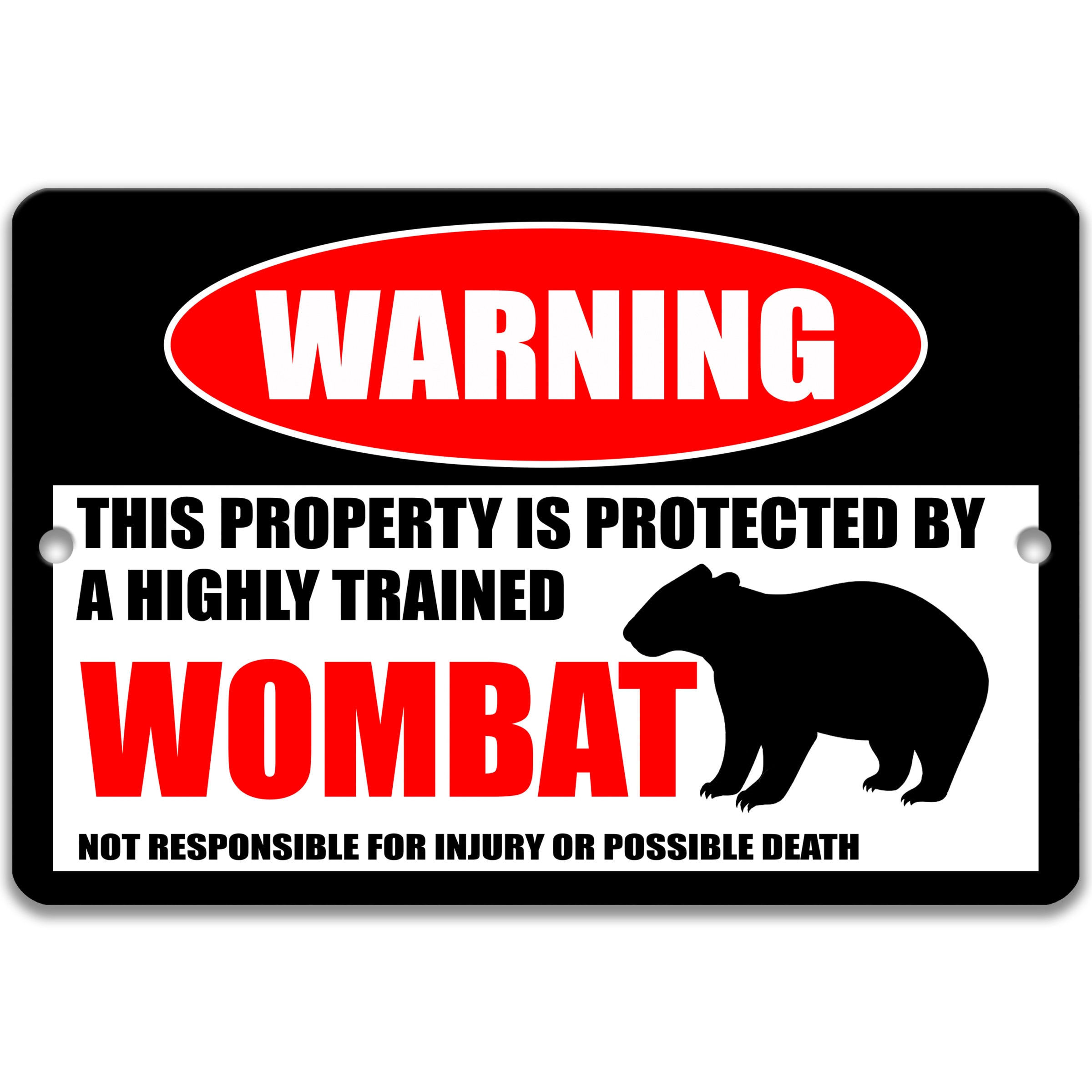 Funny Wombat Sign, Highly Trained Animal, Australian Animal Decor ...
