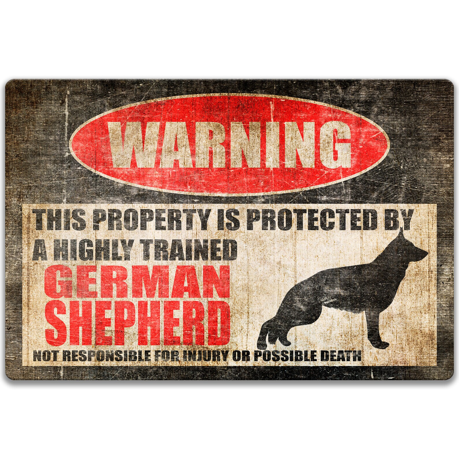 German Shepherd Dog Sign No Trespassing Sign Funny Metal Sign - Etsy
