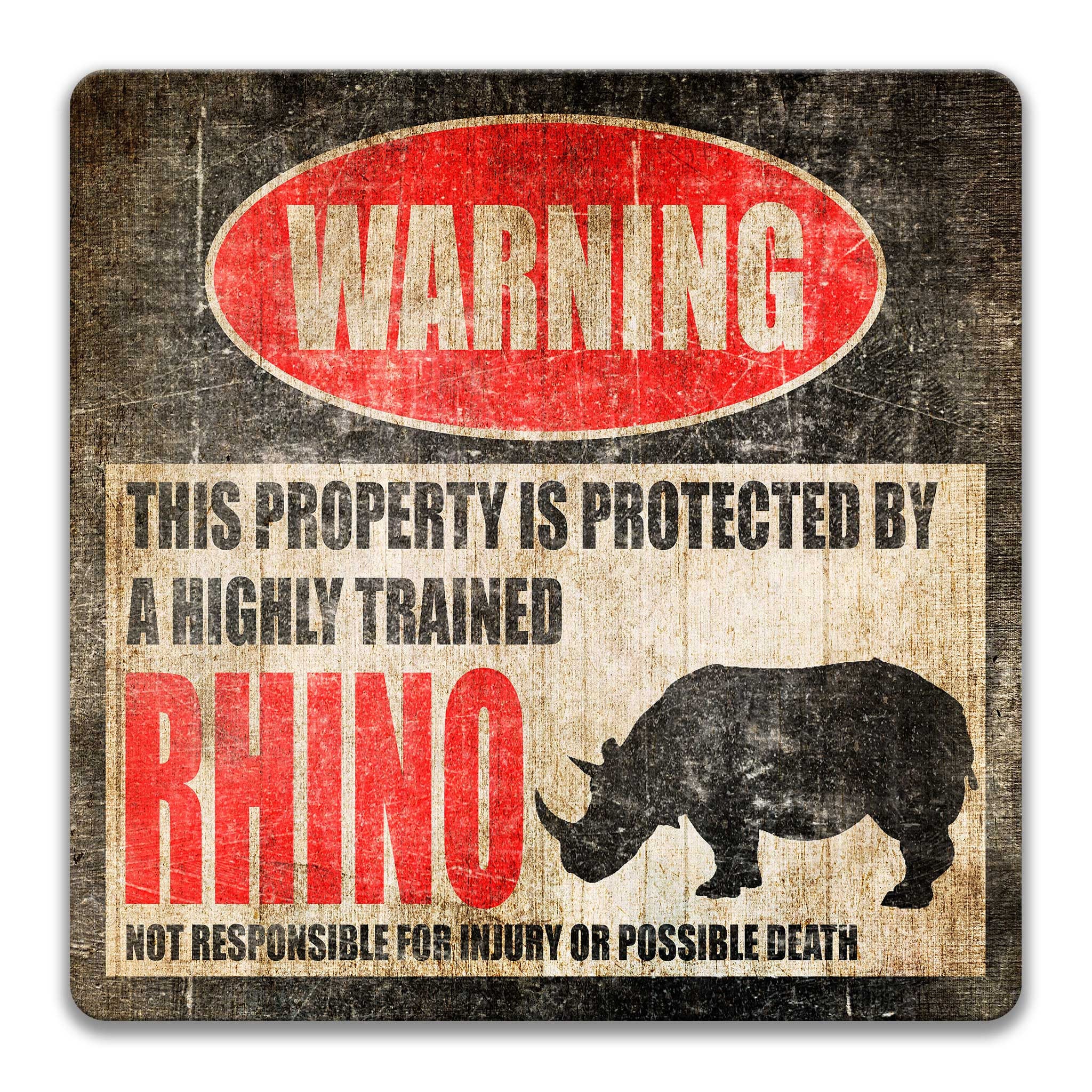 Funny Rhinoceros Sign Rhino Sign Rhino Warning Pet Sign | Etsy