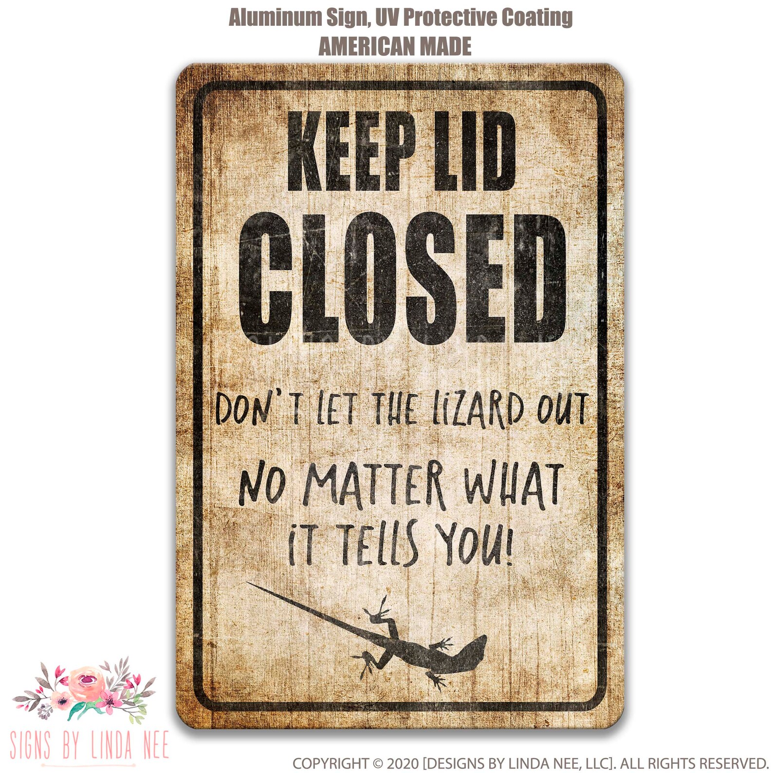 Keep Lid Closed Lizard Sign Funny Lizard Sign Lizard Decor | Etsy