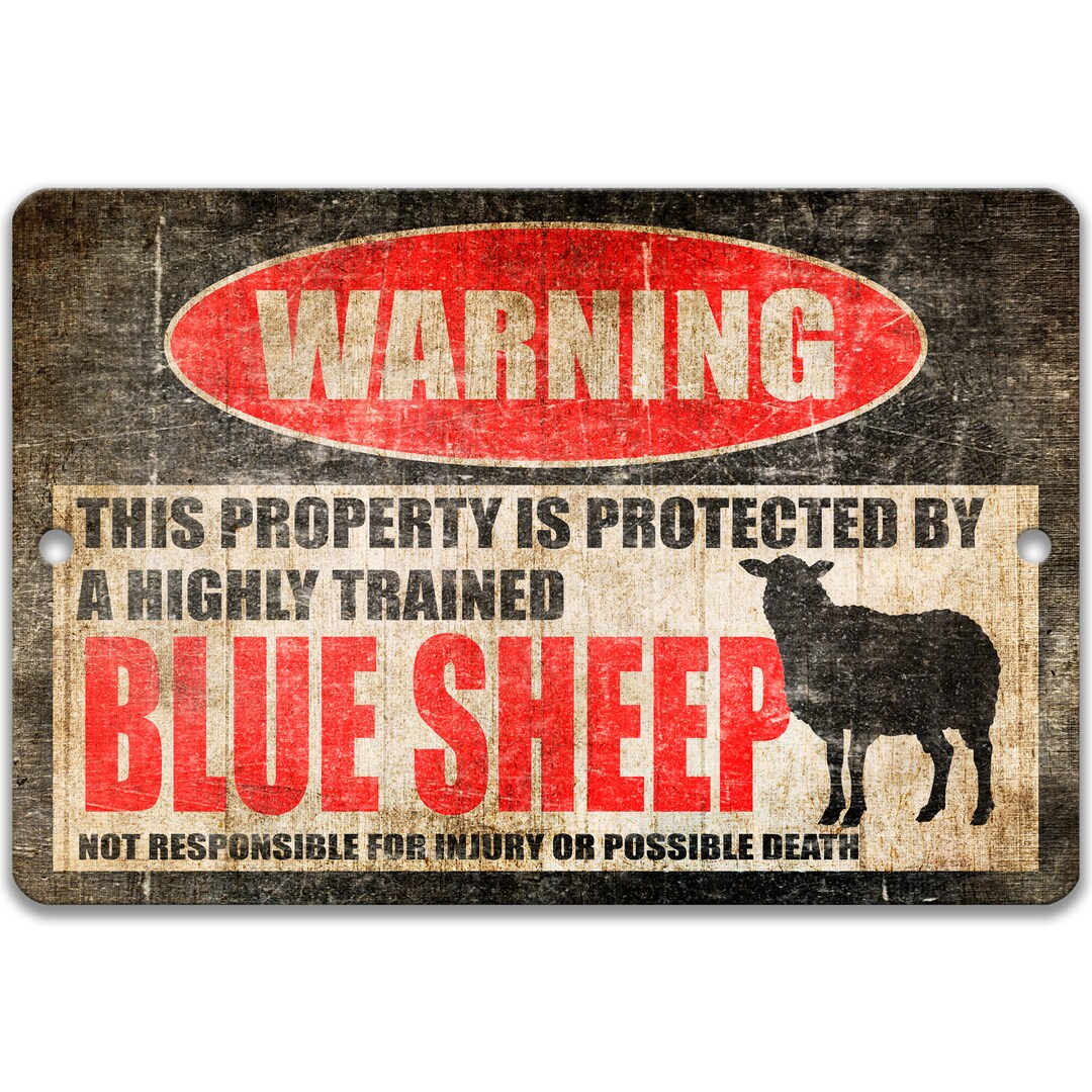 Funny Blue Sheep Warning Sign, Blue Sheep Decor, Blue Sheep Sign ...