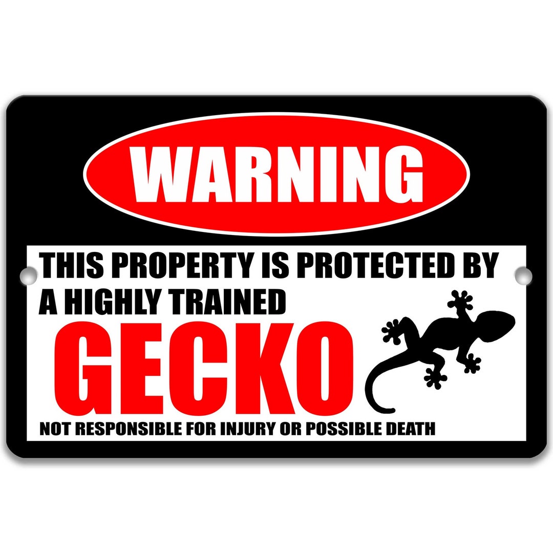 Gecko Sign Funny Gecko Warning Sign Gecko Accessories Metal Sign ...